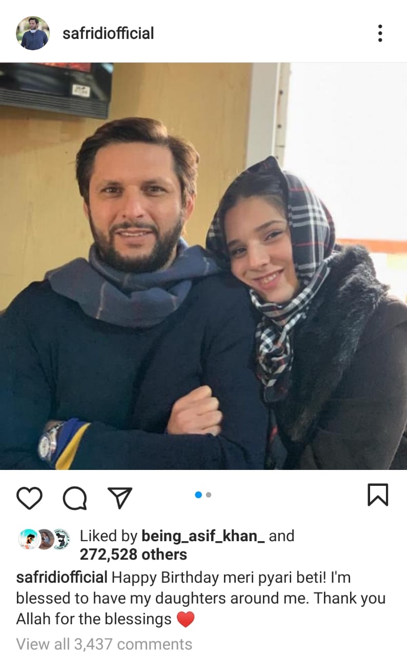 Afridi wishes his daughter Aqsa on her 19th birthday