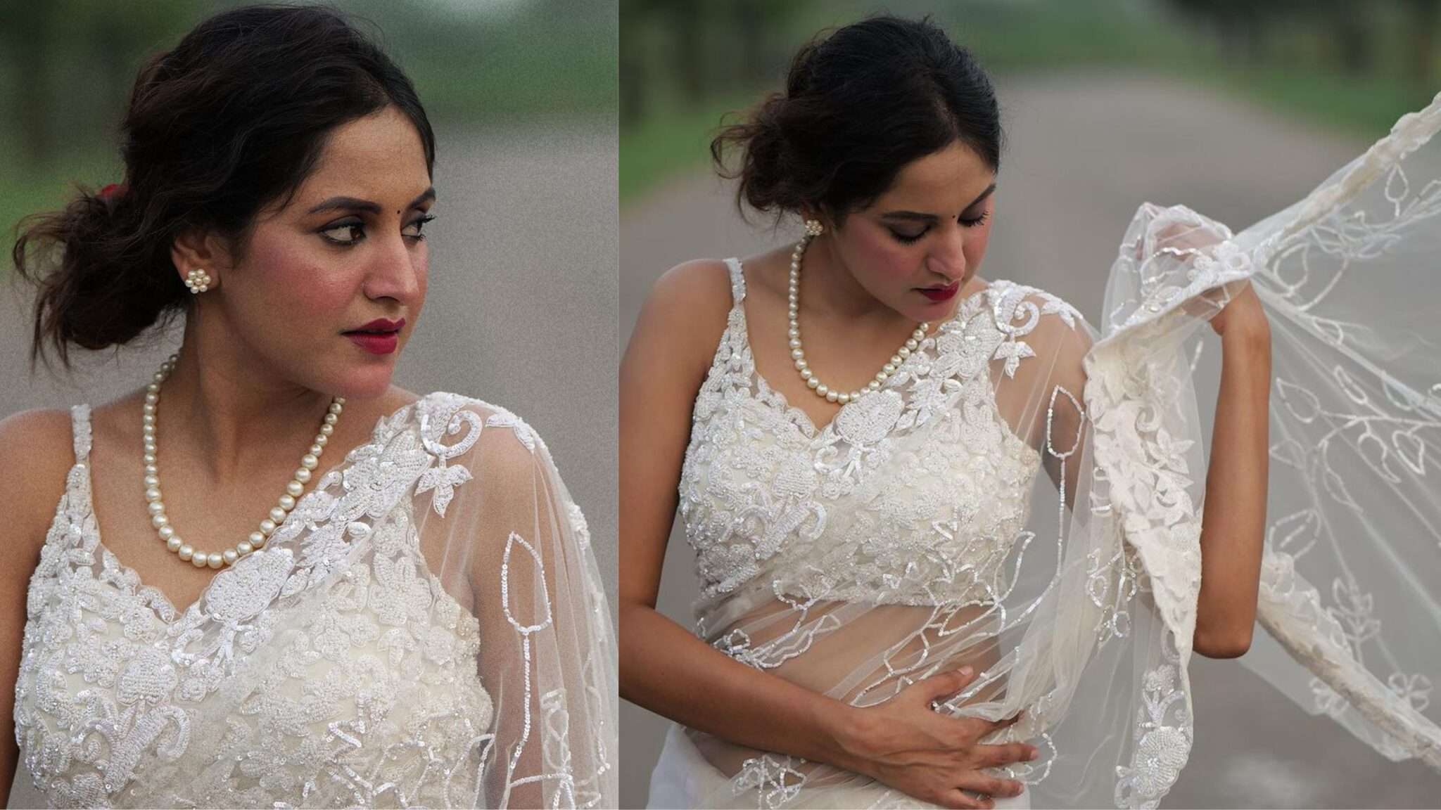 Baani Sandhu drops stunning pictures in a white saree - ETNews